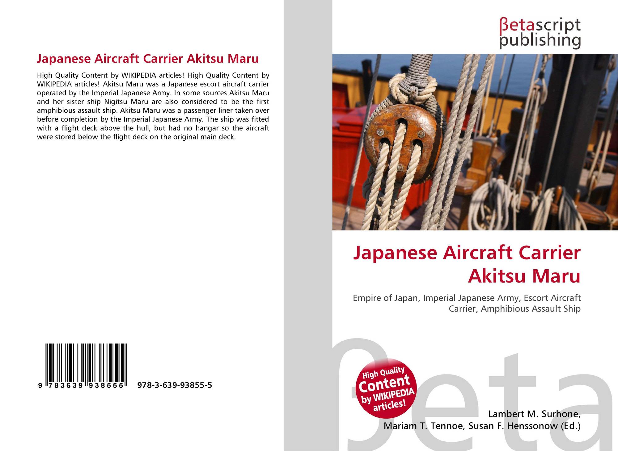 Japanese Aircraft Carrier Akitsu Maru, 978-3-639-93855-5, 3639938550 ...