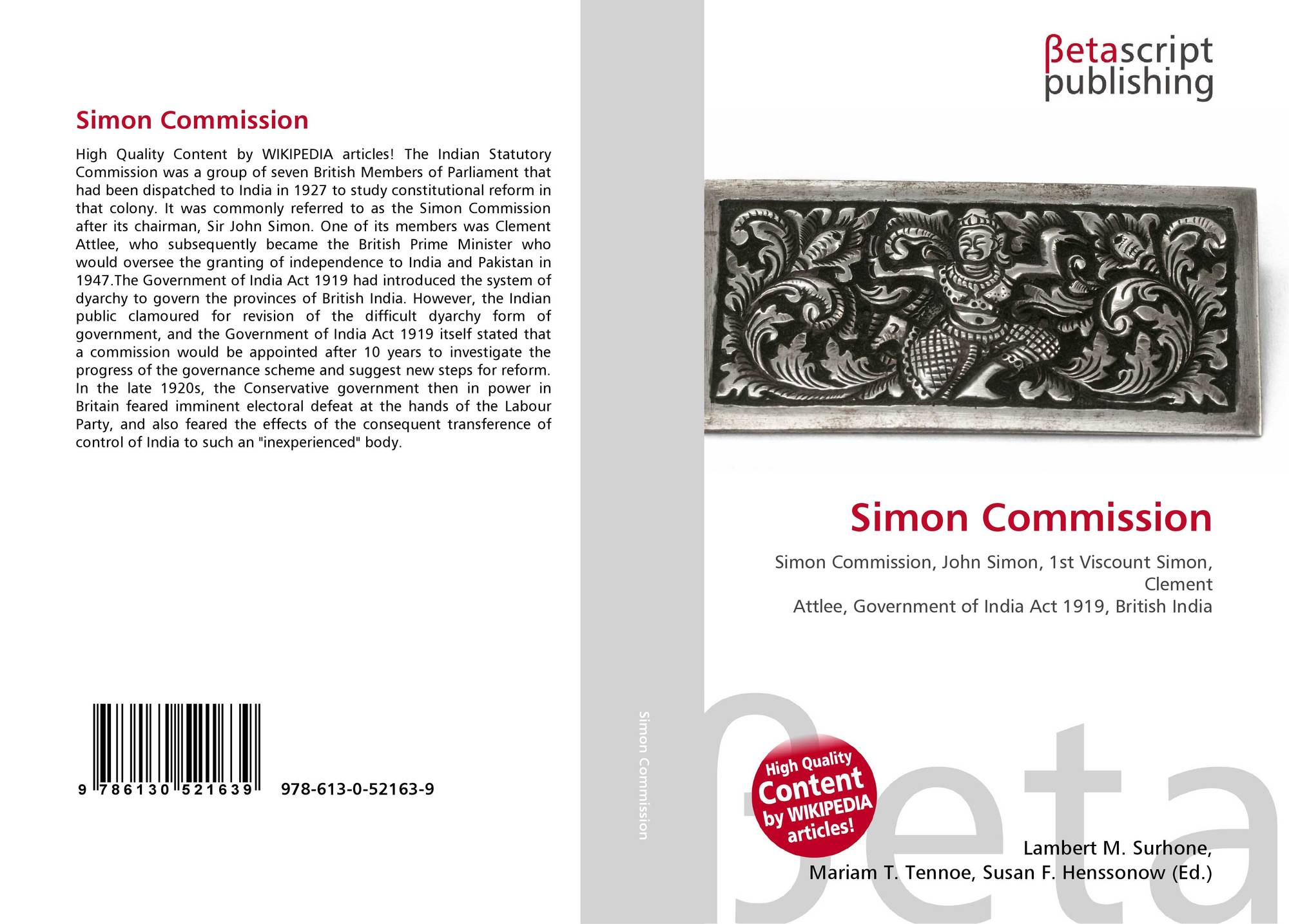 Simon Commission, 978-613-0-52163-9, 6130521634 ,9786130521639