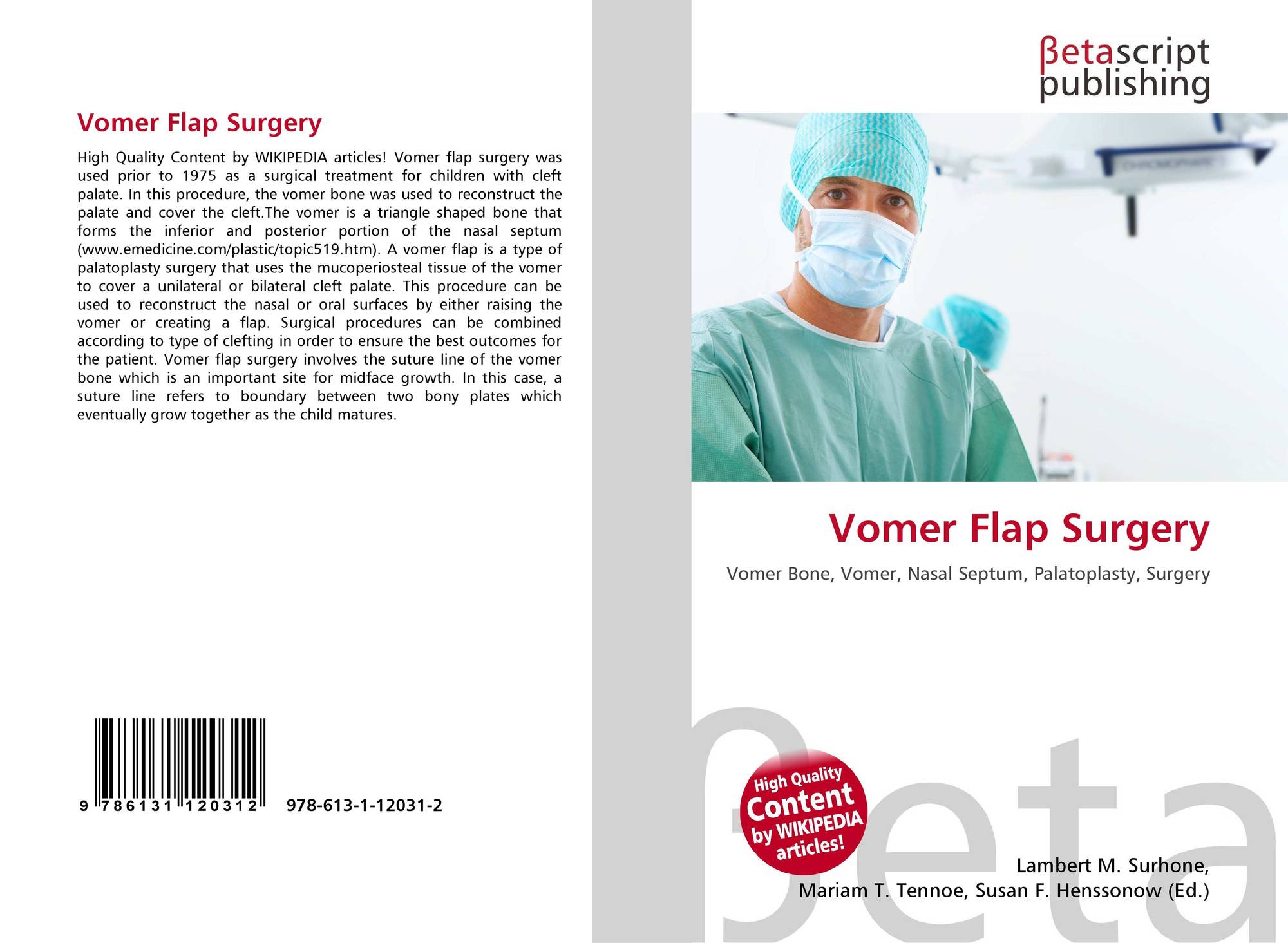 Vomer Flap Surgery, 978-613-1-12031-2, 6131120315 ,9786131120312