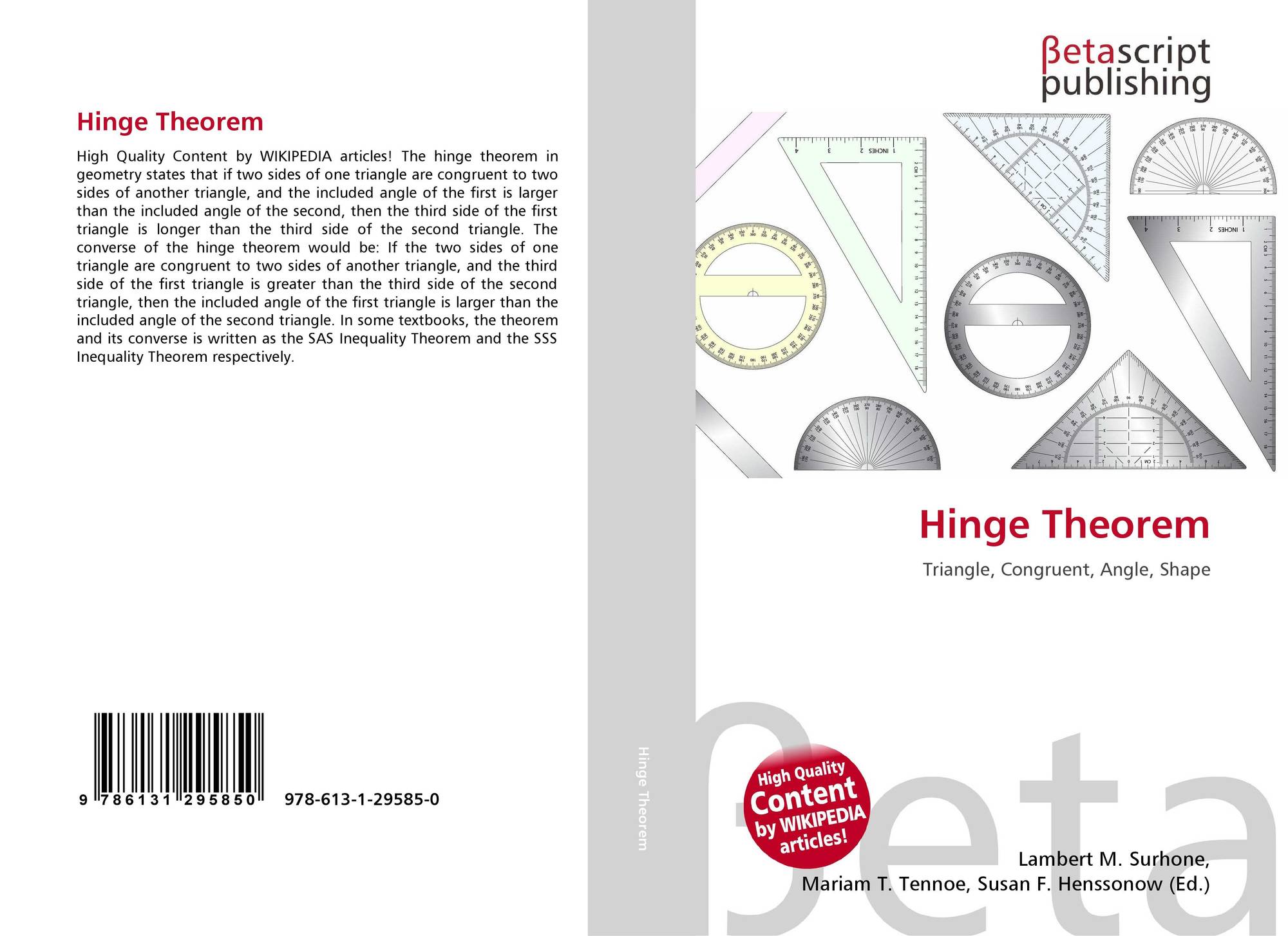 Hinge Theorem, 978-613-1-29585-0, 6131295859 ,9786131295850