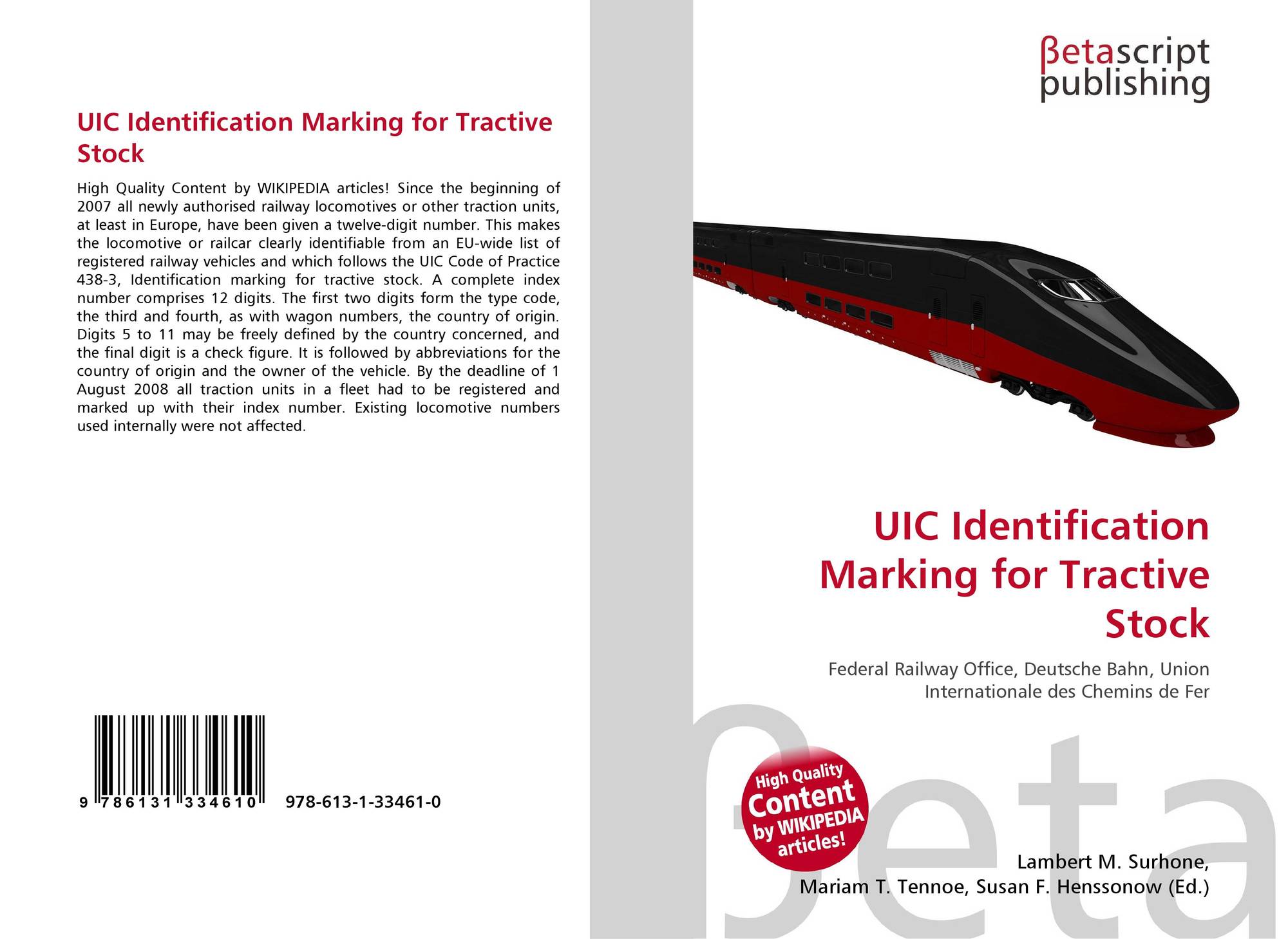 UIC Identification Marking for Tractive Stock, 978-613-1-33461-0 ...