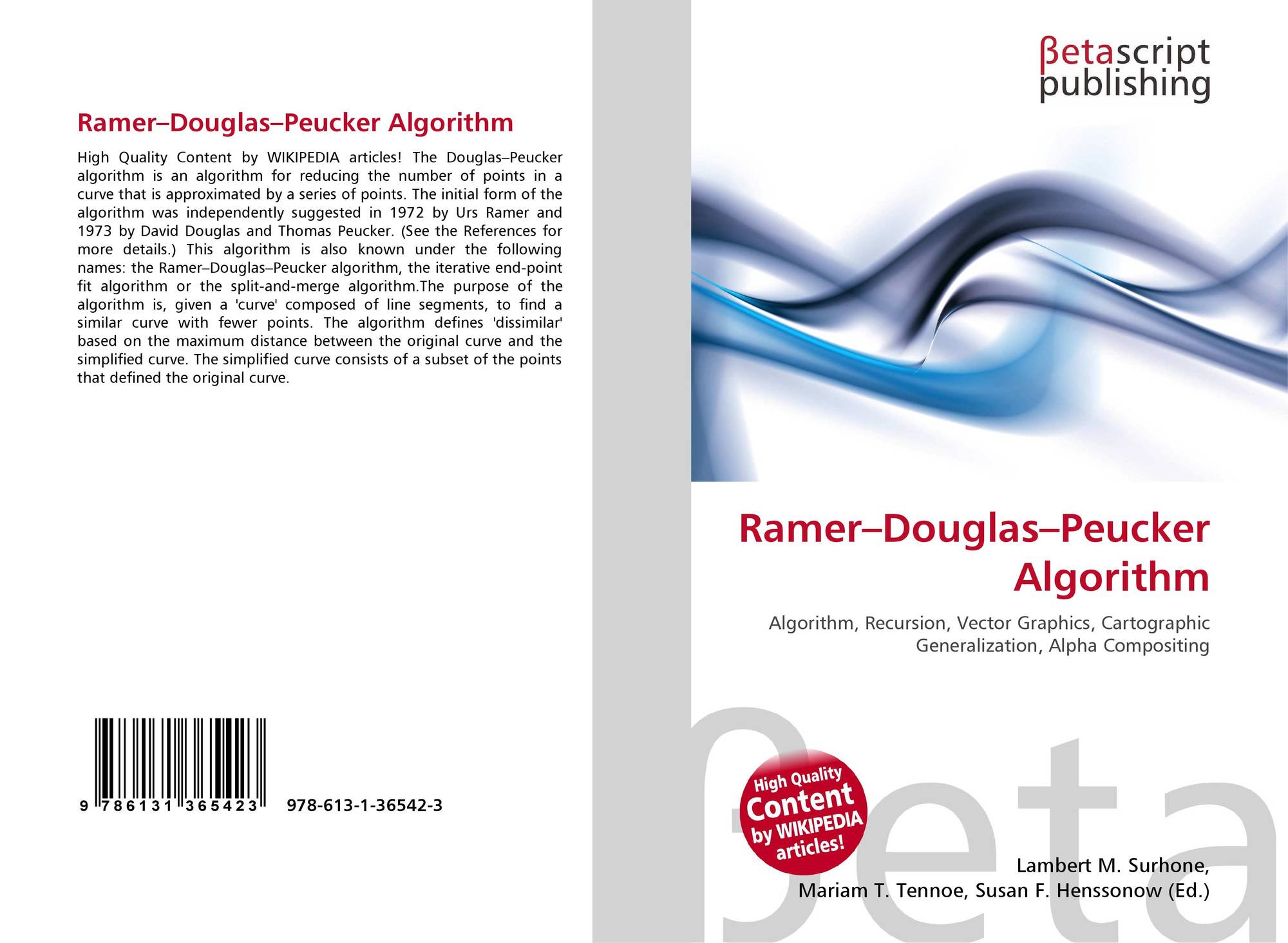 Ramer–Douglas–Peucker Algorithm, 978-613-1-36542-3, 6131365423 ,9786131365423