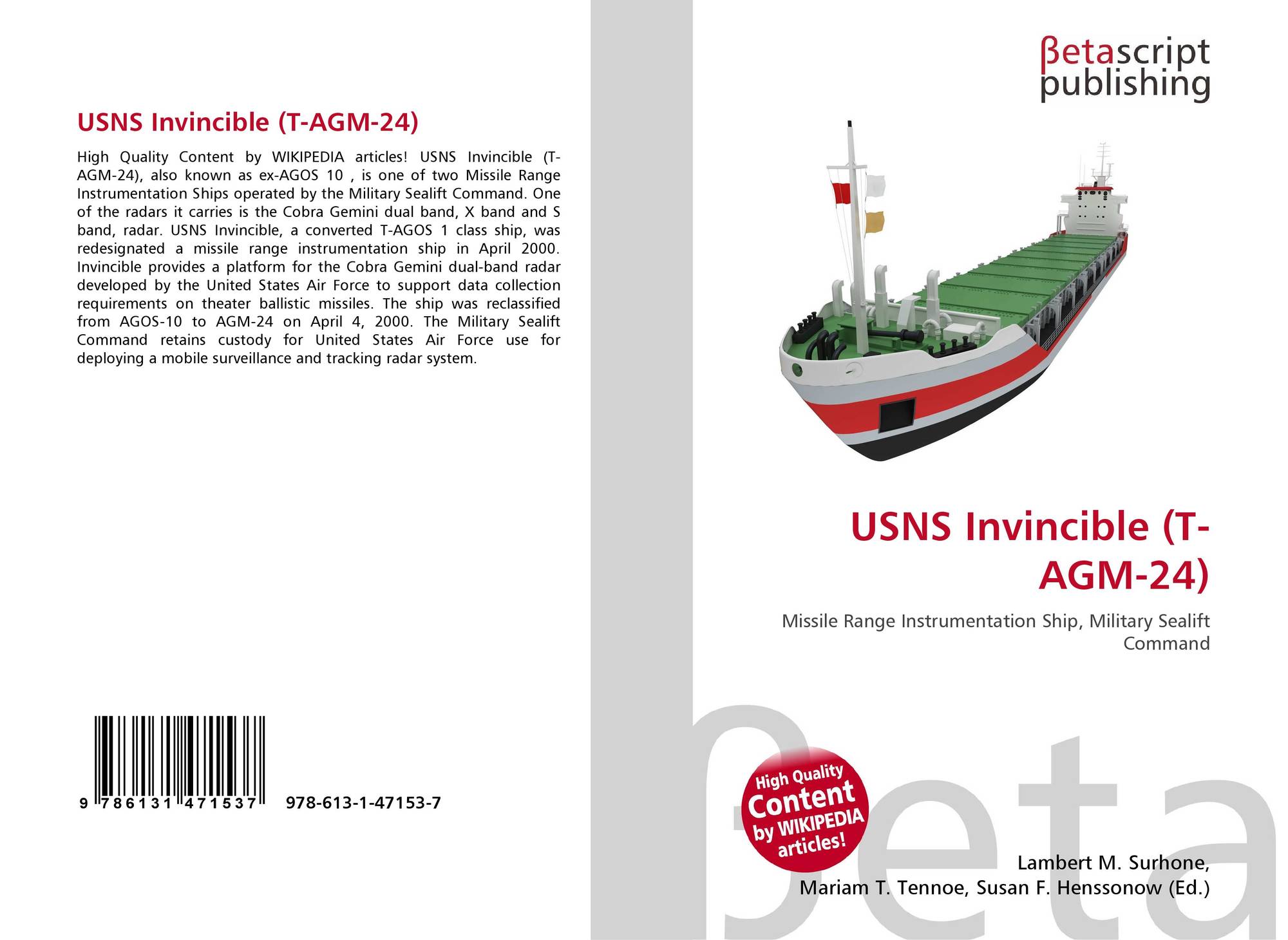 USNS Invincible (T-AGM-24), 978-613-1-47153-7, 6131471533 ,9786131471537