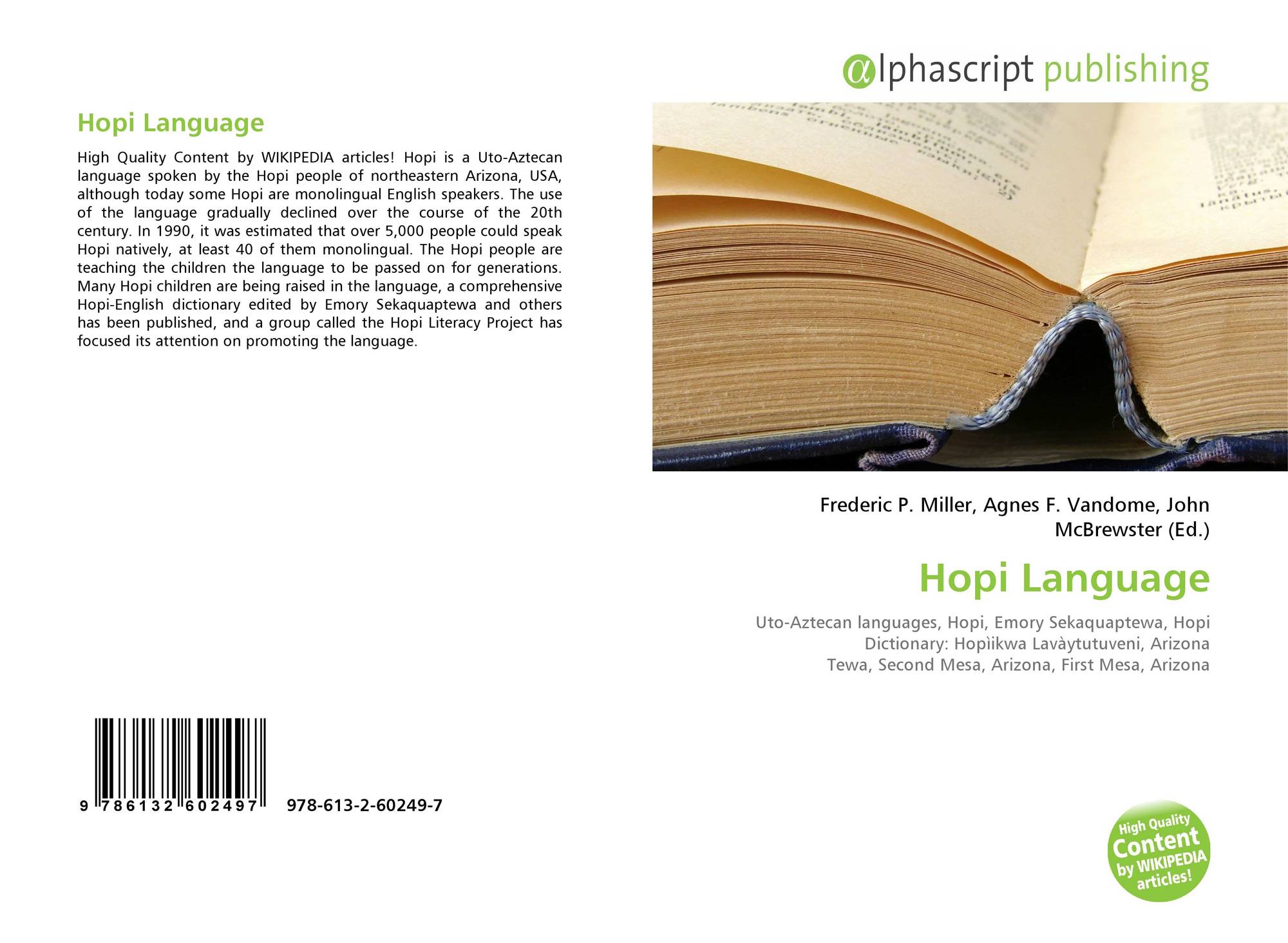 Hopi Language, 978-613-2-60249-7, 6132602496 ,9786132602497