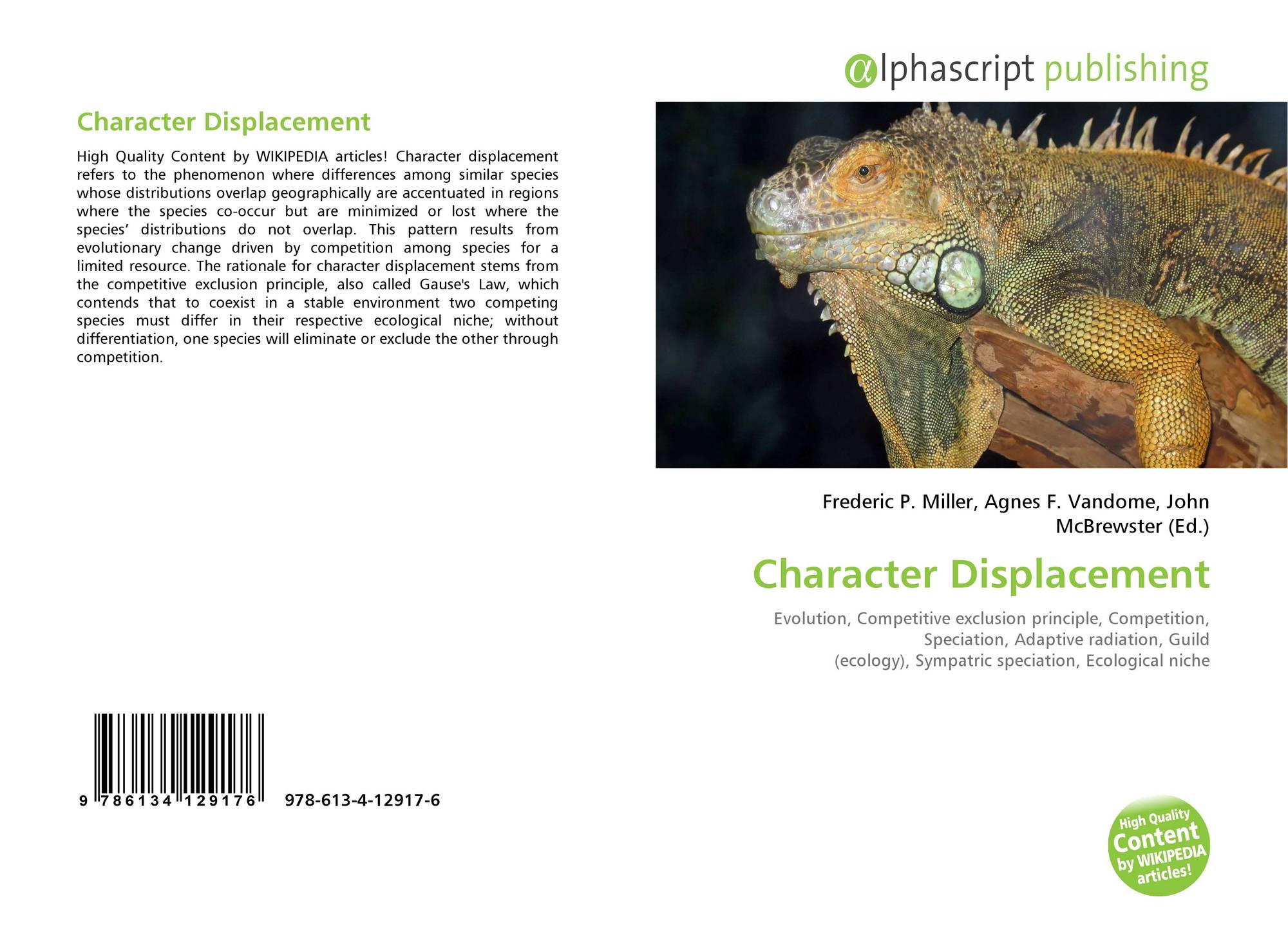 Character Displacement 978 613 4 12917 6 6134129178 9786134129176