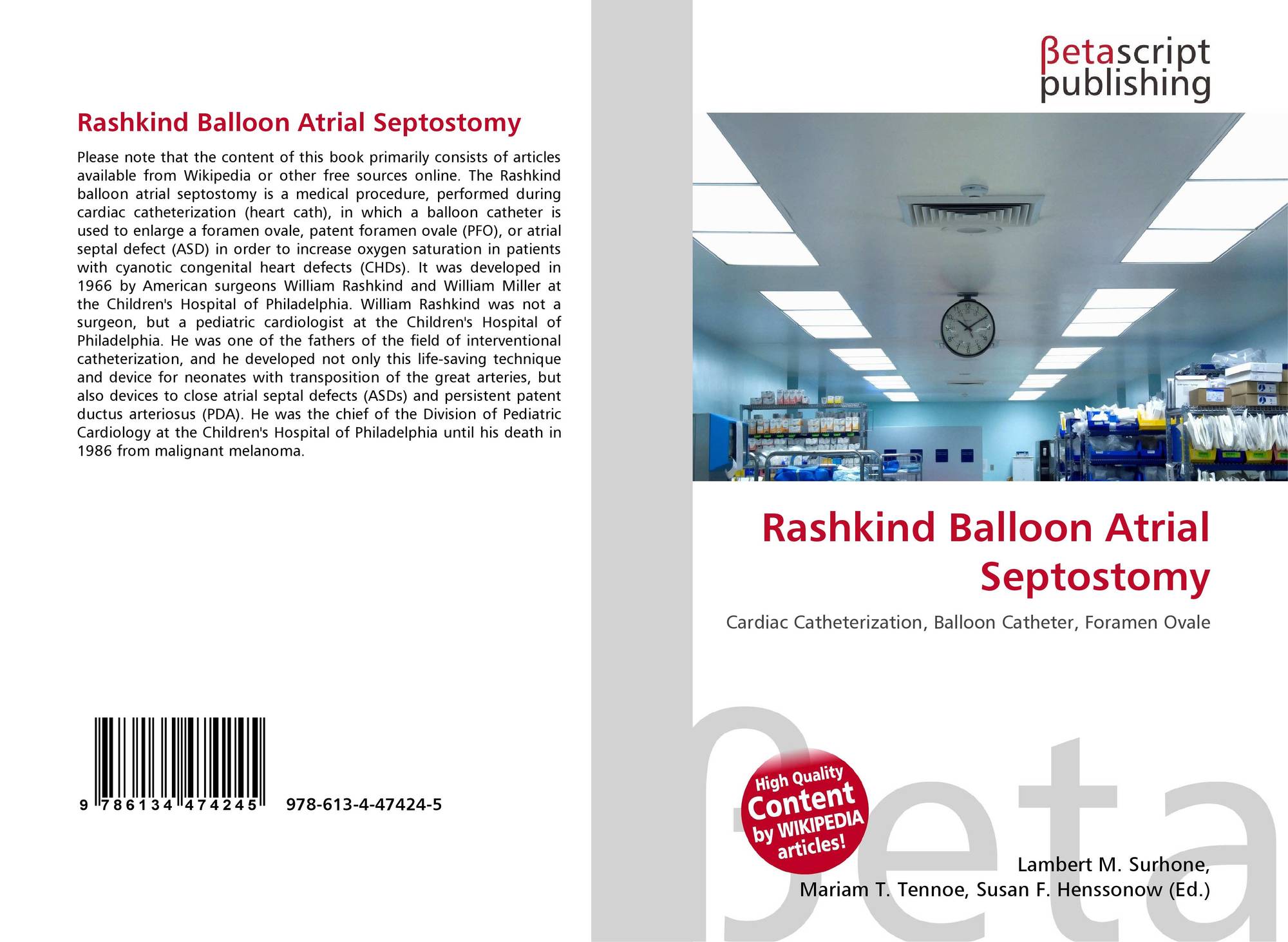 Rashkind Balloon Atrial Septostomy, 978-613-4-47424-5, 613447424X ...