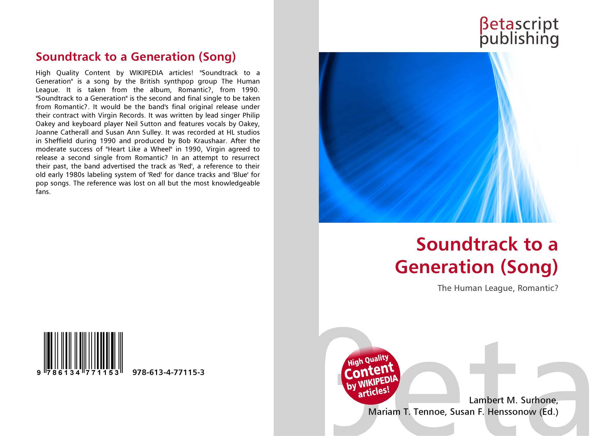 Soundtrack to a Generation (Song), 978-613-4-77115-3, 6134771155 ...
