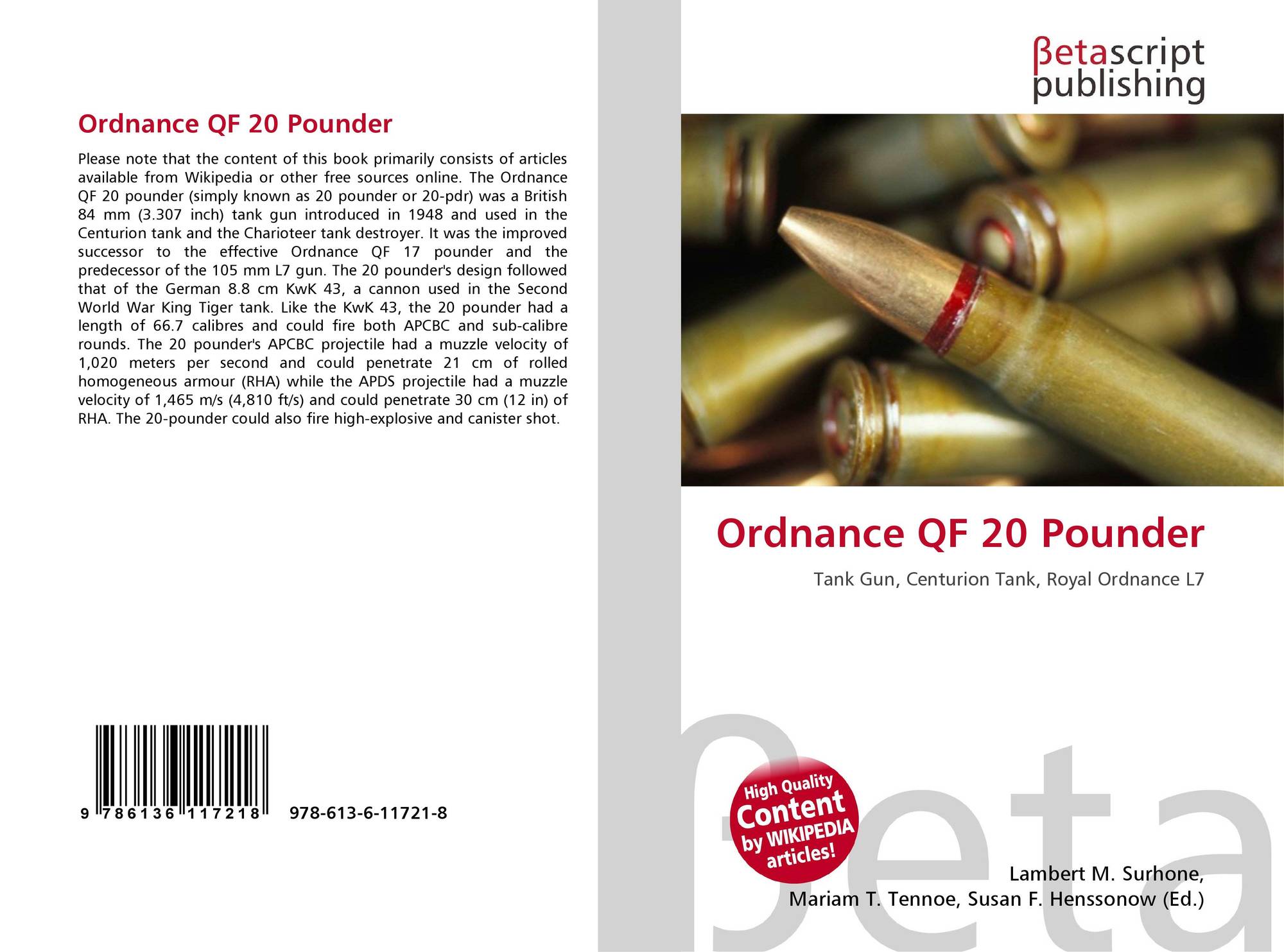 Ordnance QF 20 Pounder, 978-613-6-11721-8, 6136117215 ,9786136117218