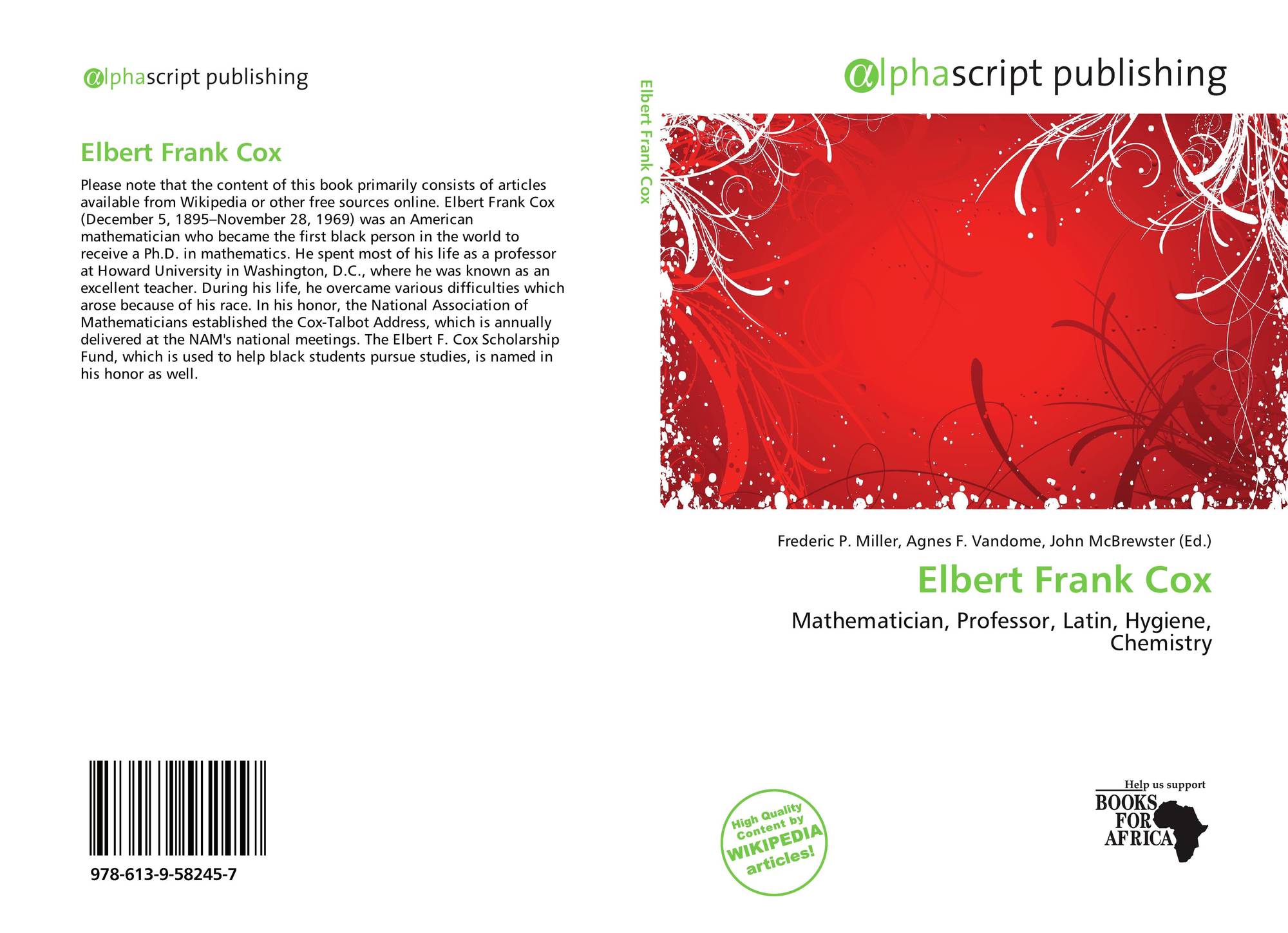 Elbert Frank Cox, 978-613-9-58245-7, 6139582458 ,9786139582457